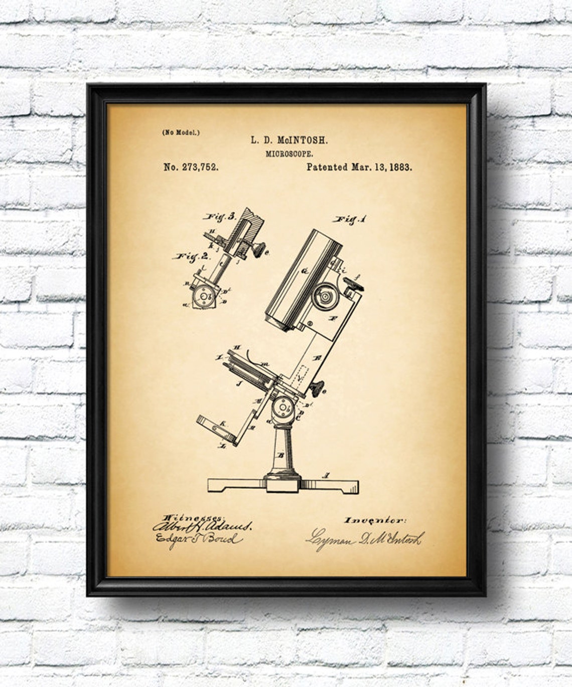 Retro 1883 microscope Vintage Patent Illustration - Etsy