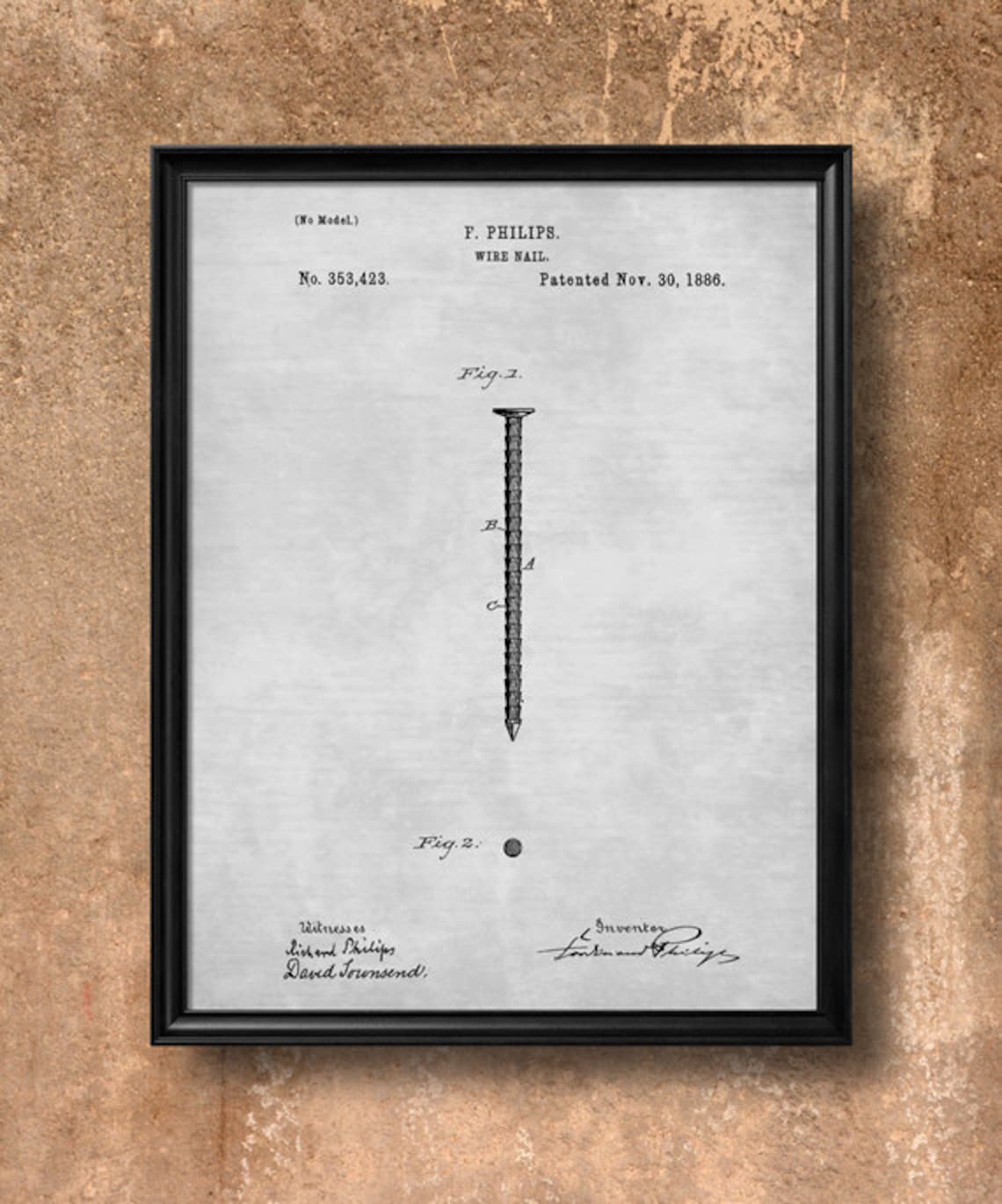 Retro 1886 nail by Philips Vintage Patent - Etsy