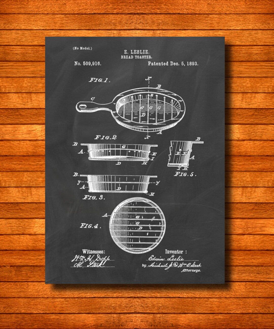 Retro 1893 "bread Toaster" Vintage Patent Illustration, Art Print ...
