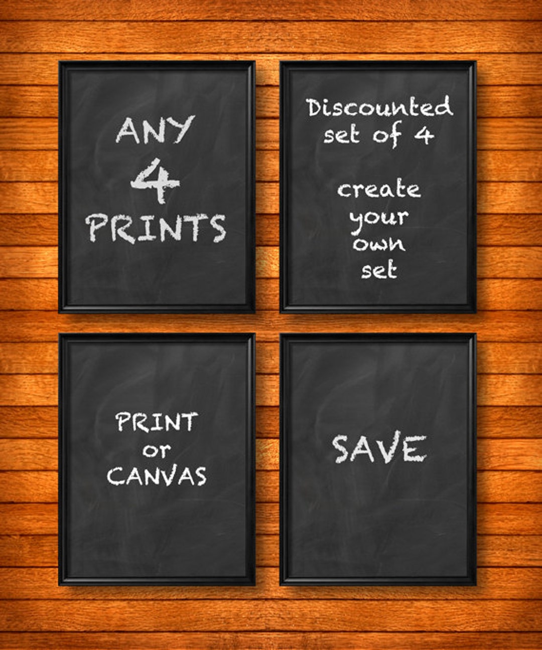 SET of 4 - Create Your Own Unique Collection of Images (print or Canvas ...