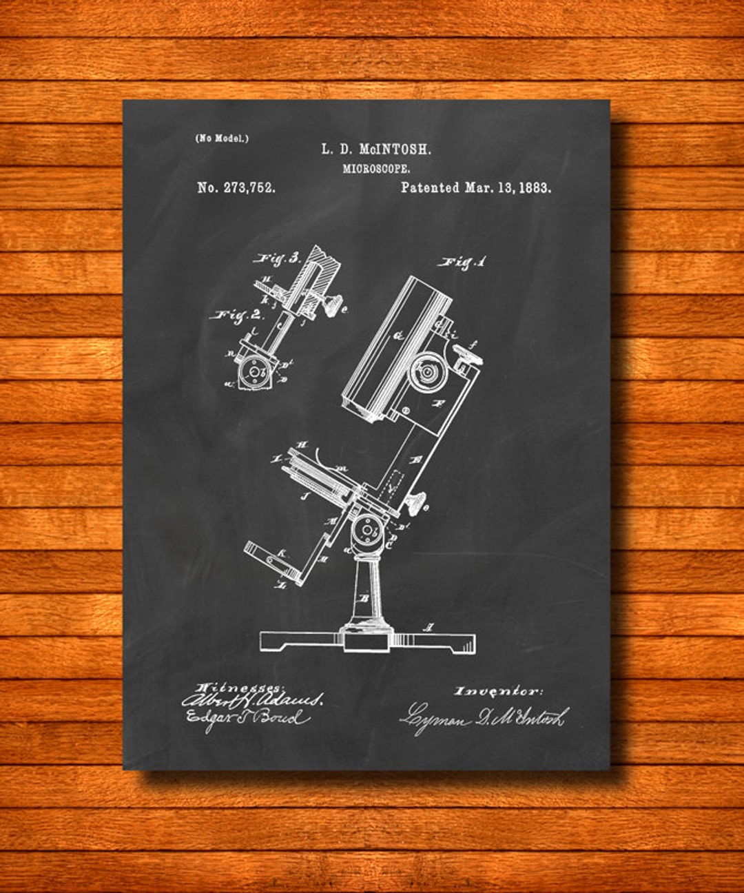 Retro 1883 "microscope" Vintage Patent Illustration, Art Print Poster ...