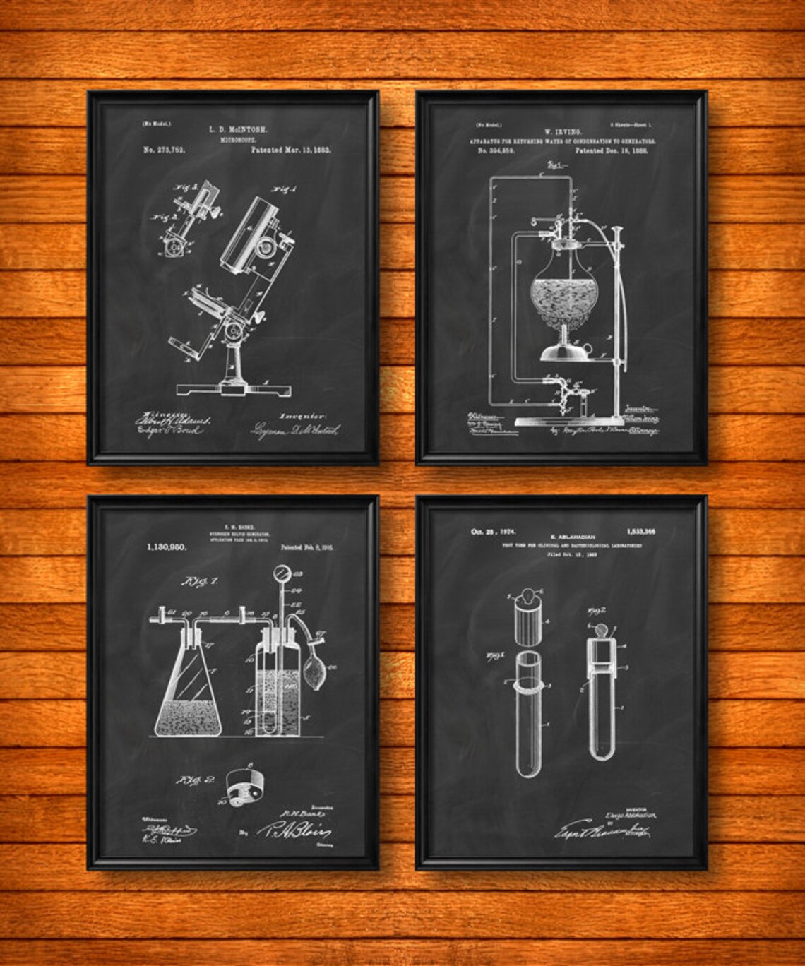 SET of 4 SCIENCE Posters Vintage Patent Illustration Art - Etsy