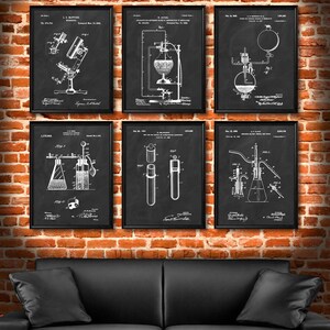 SET of 6 SCIENCE Posters, Vintage Patent Illustration, Science Art ...