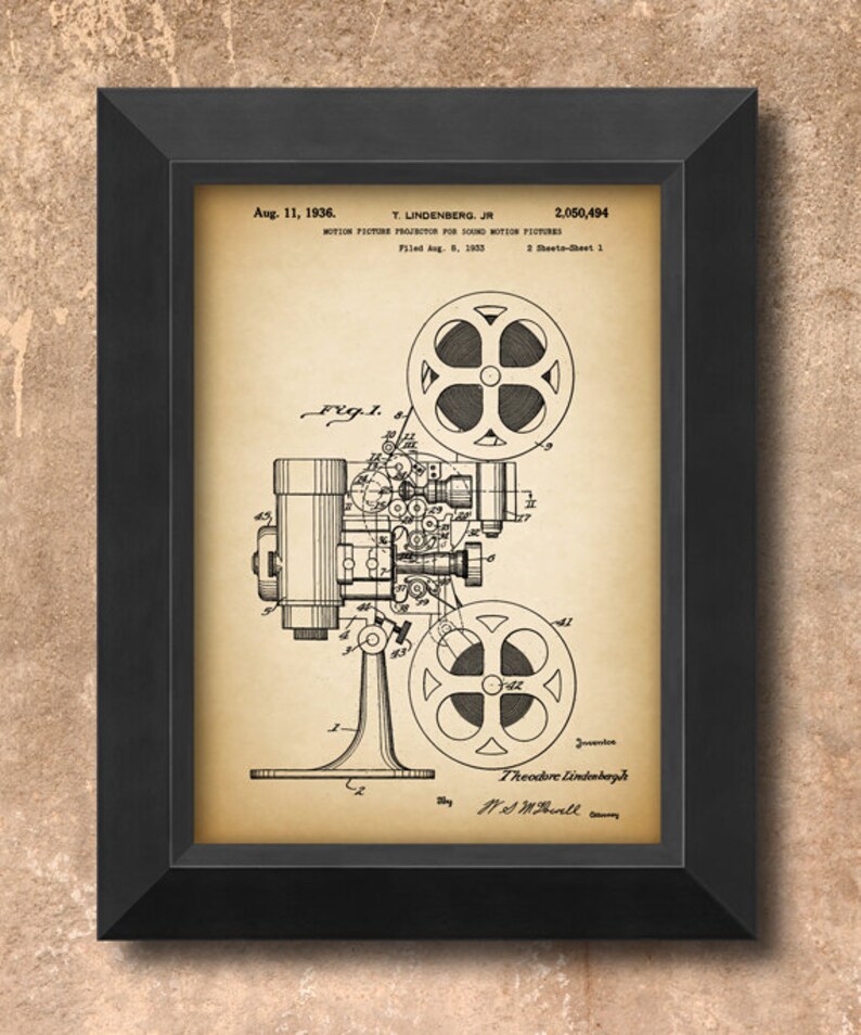 Retro 1933 Movie Projector Vintage Art Print Poster or - Etsy
