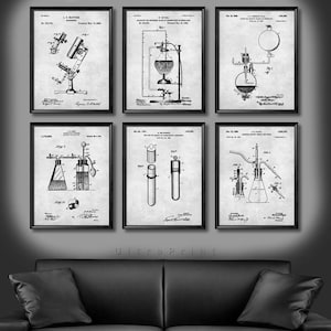 SET of 6 SCIENCE Posters, Vintage Patent Illustration, Science Art ...