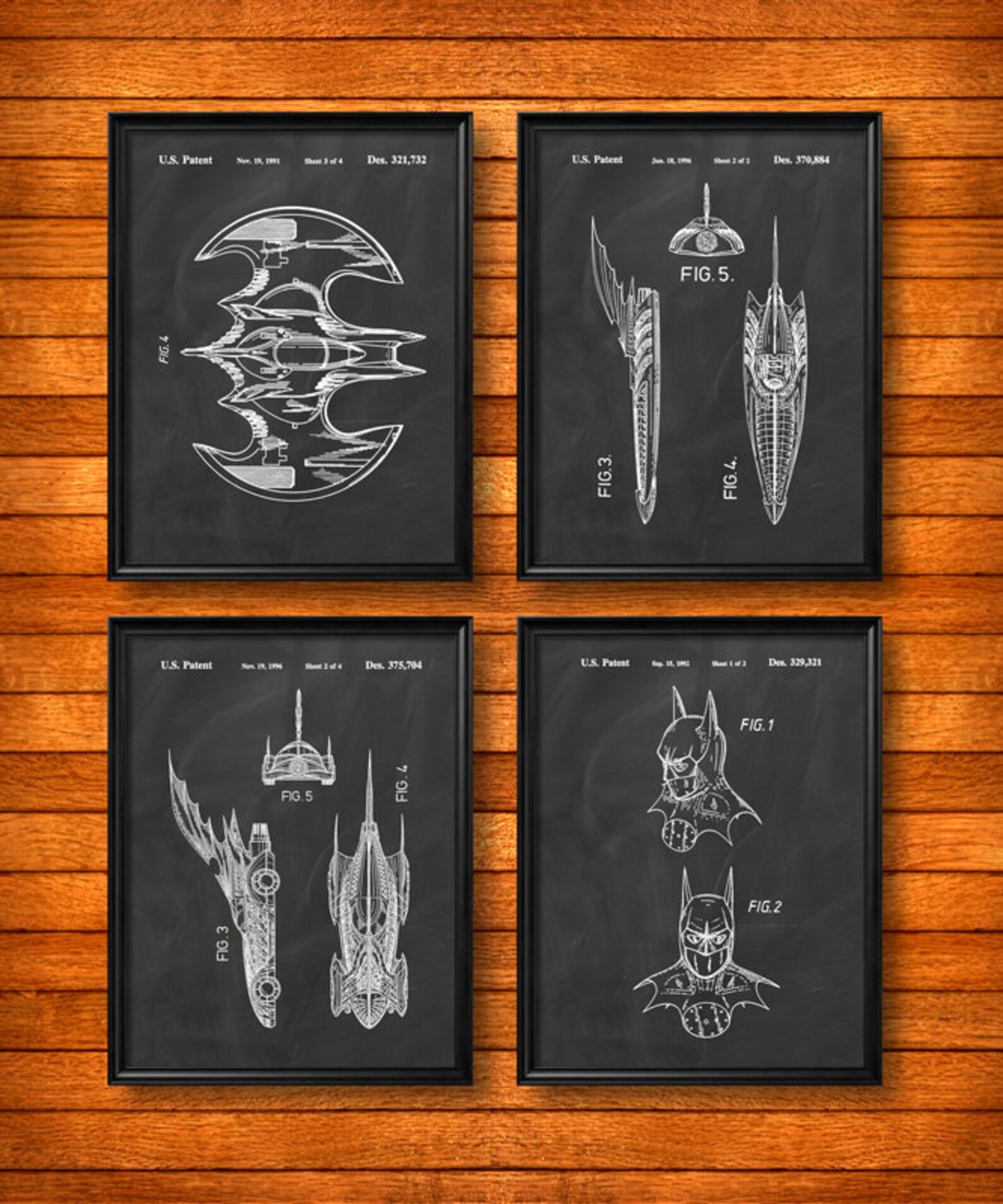 SET of 4 BATMAN Art Posters Vintage Illustration Art Print | Etsy