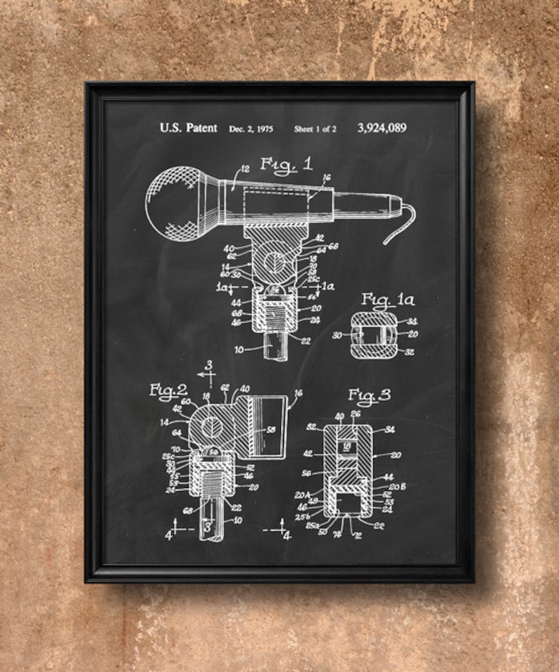 Retro "microphone Mount" Vintage Patent Illustration, Art Print Poster ...