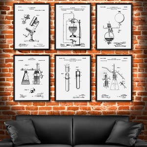 SET of 6 SCIENCE Posters, Vintage Patent Illustration, Science Art ...