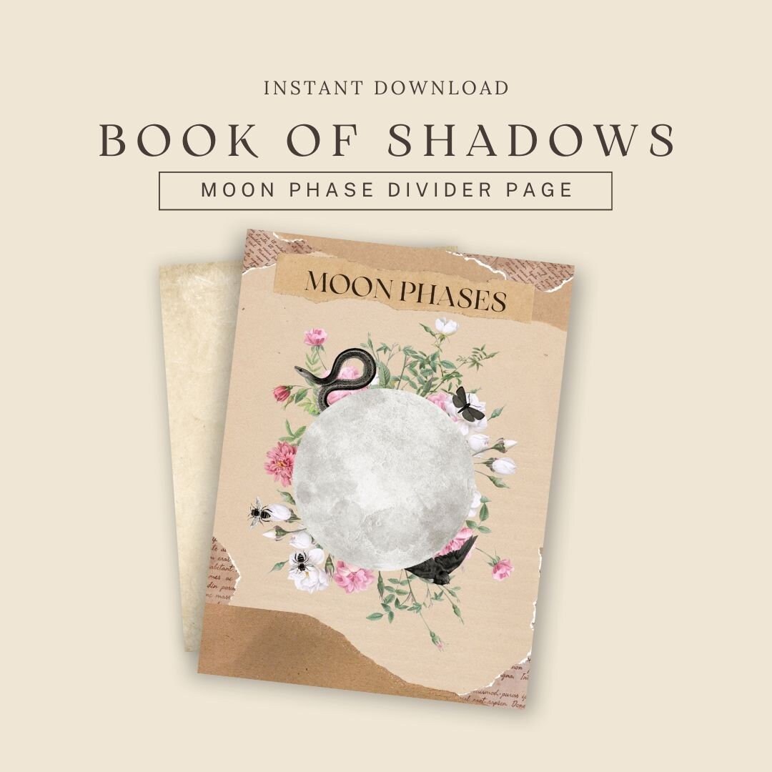 Printable Moon Phases Divider Page for Book of Shadows Wiccan Grimoire ...