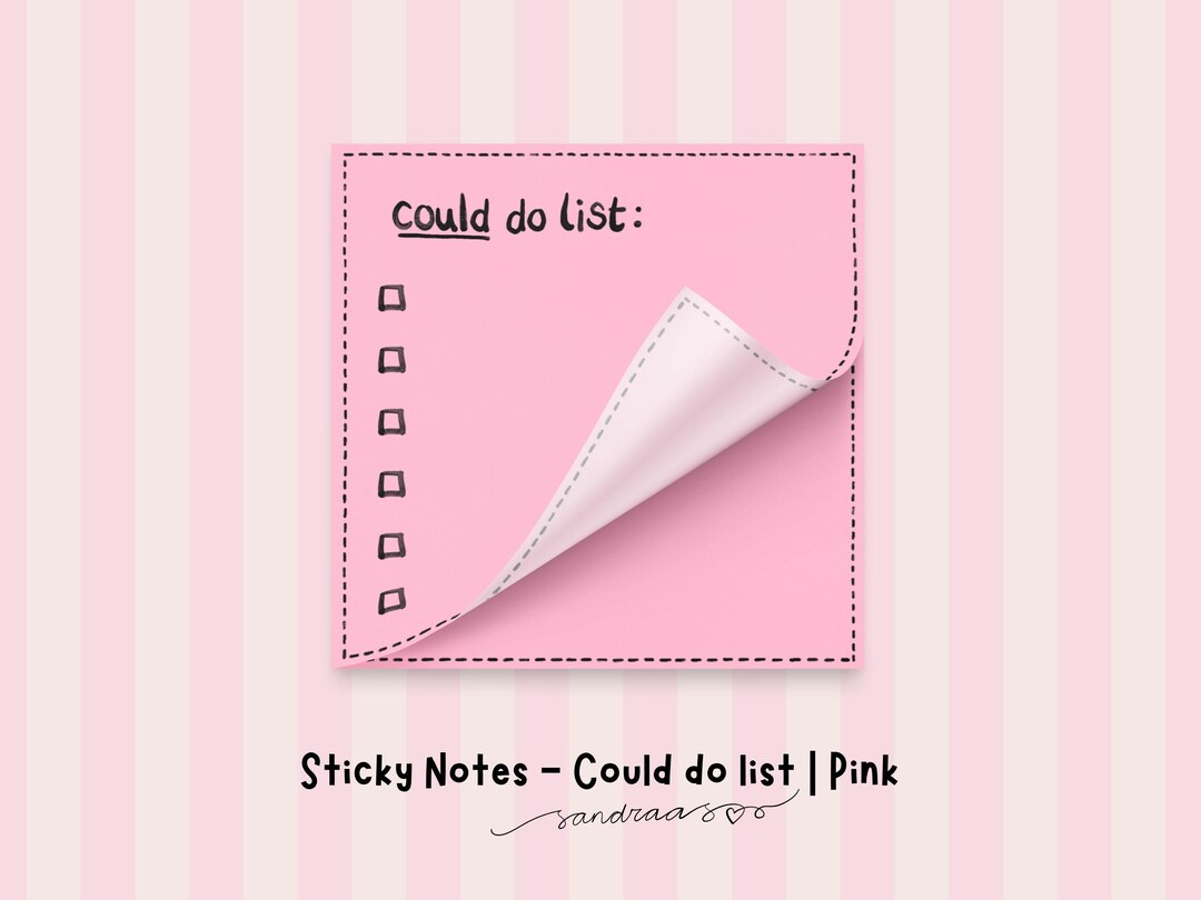 Could Do List Sticky Notes – Cute Minimalist Checklist Post-it® Notepad ...