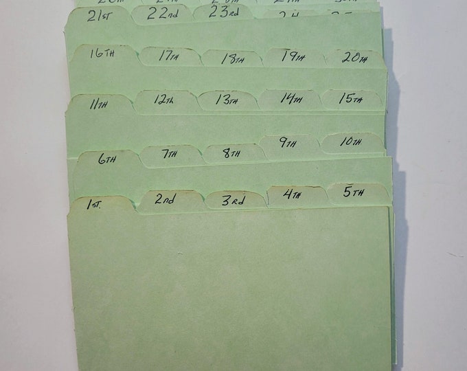 Vintage Numbered Tabbed Index Card Dividers, 4x6 Card Guides ...