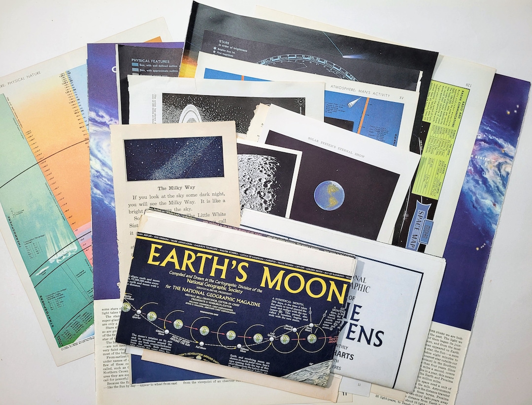 Space Themed Paper Pack, Planets, Moon, Stars, Galaxy, 15 Pages - Etsy