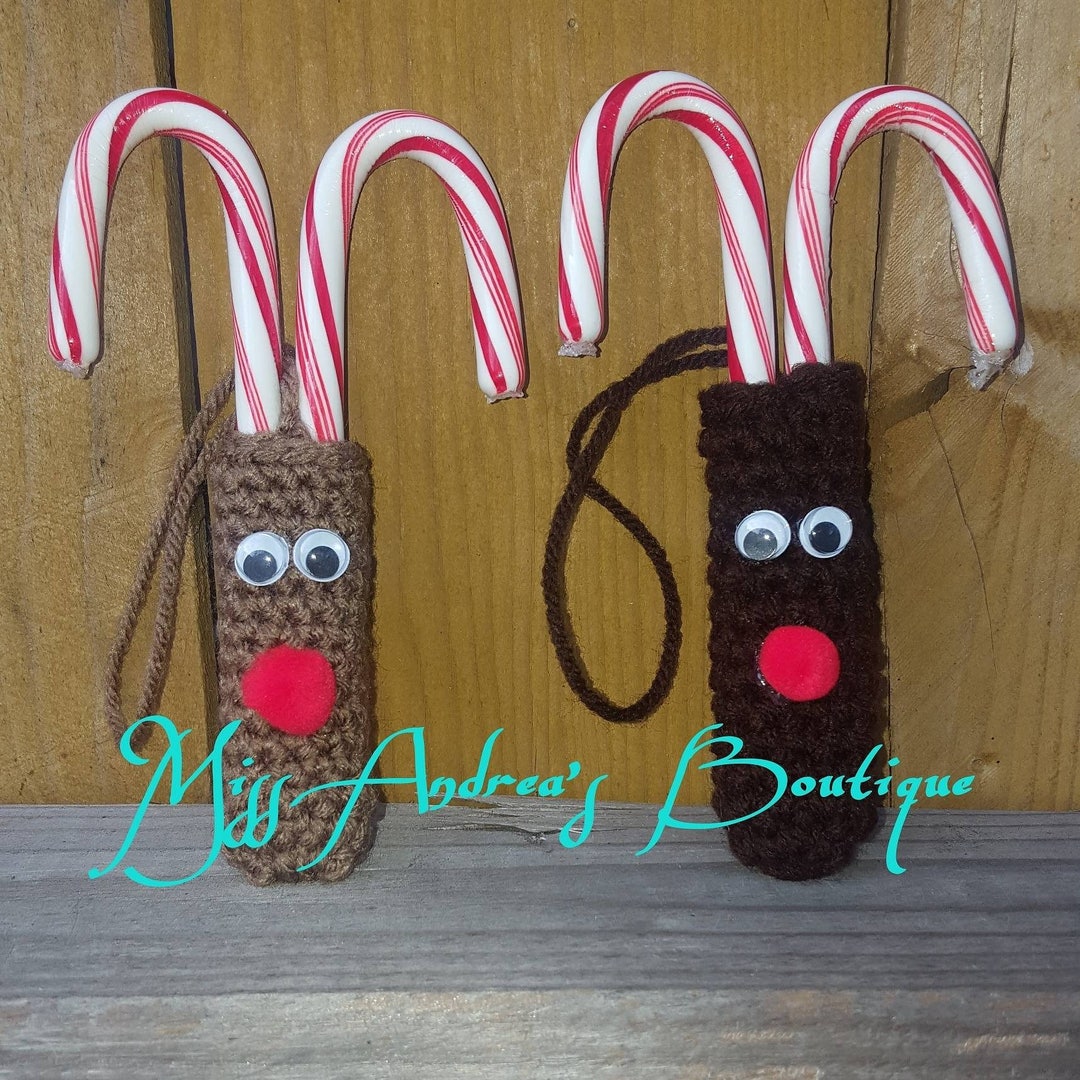 Reindeer Candy Cane Holder, Crochet Candy Cane Holder, Ornament - Etsy
