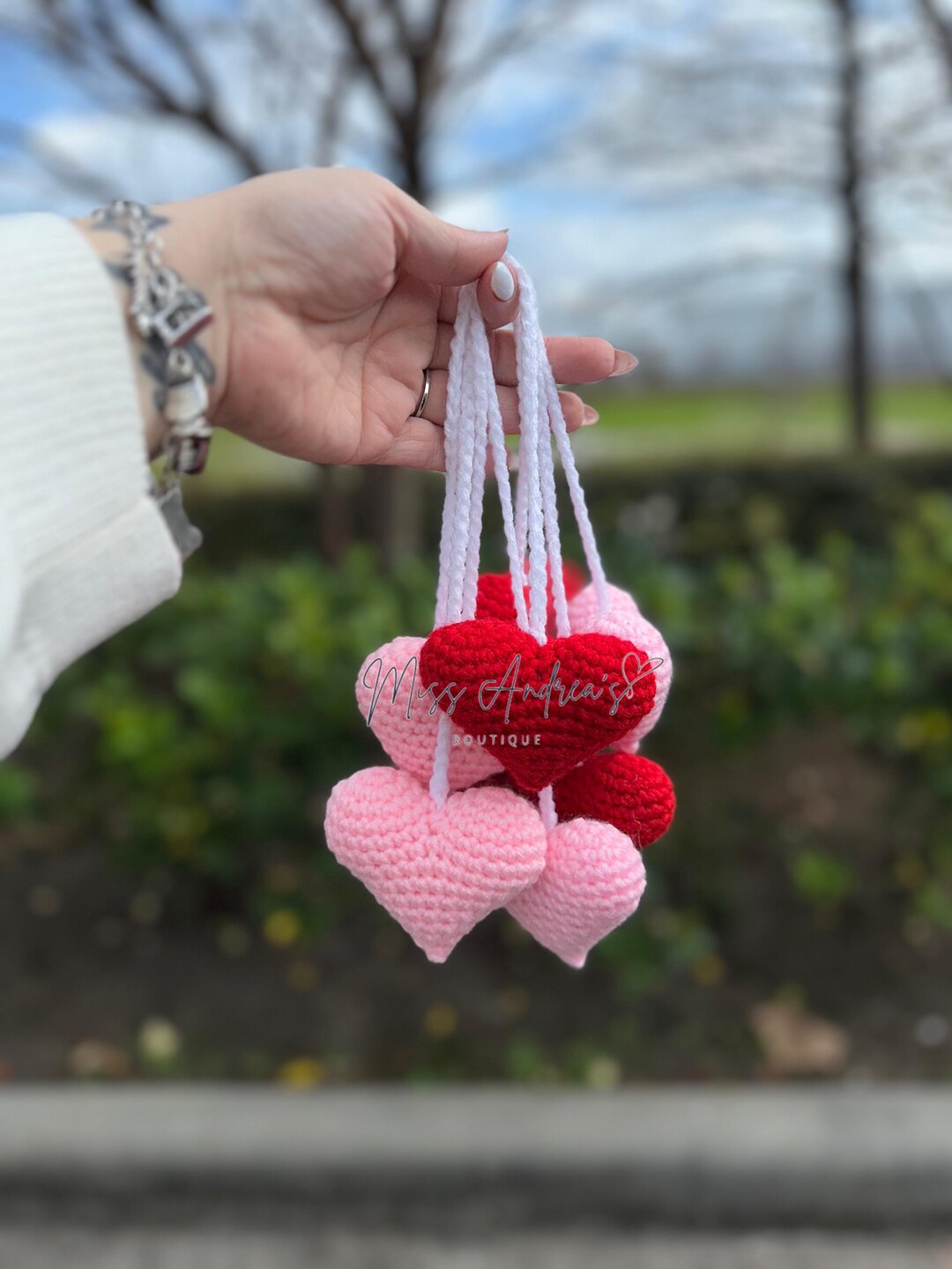 Pink and Red Heart Car Charm - Etsy
