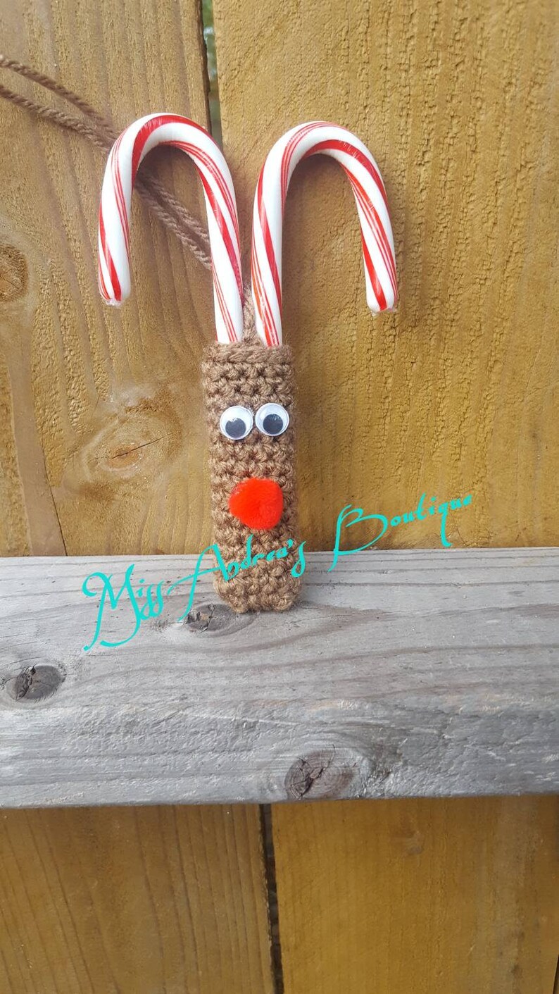 Reindeer Candy Cane Holder, Crochet Candy Cane Holder, Ornament - Etsy