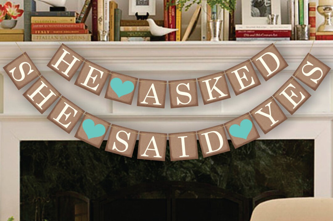 He Asked She Said Yes Sign Rustic Wedding Banner Photo Prop - Etsy
