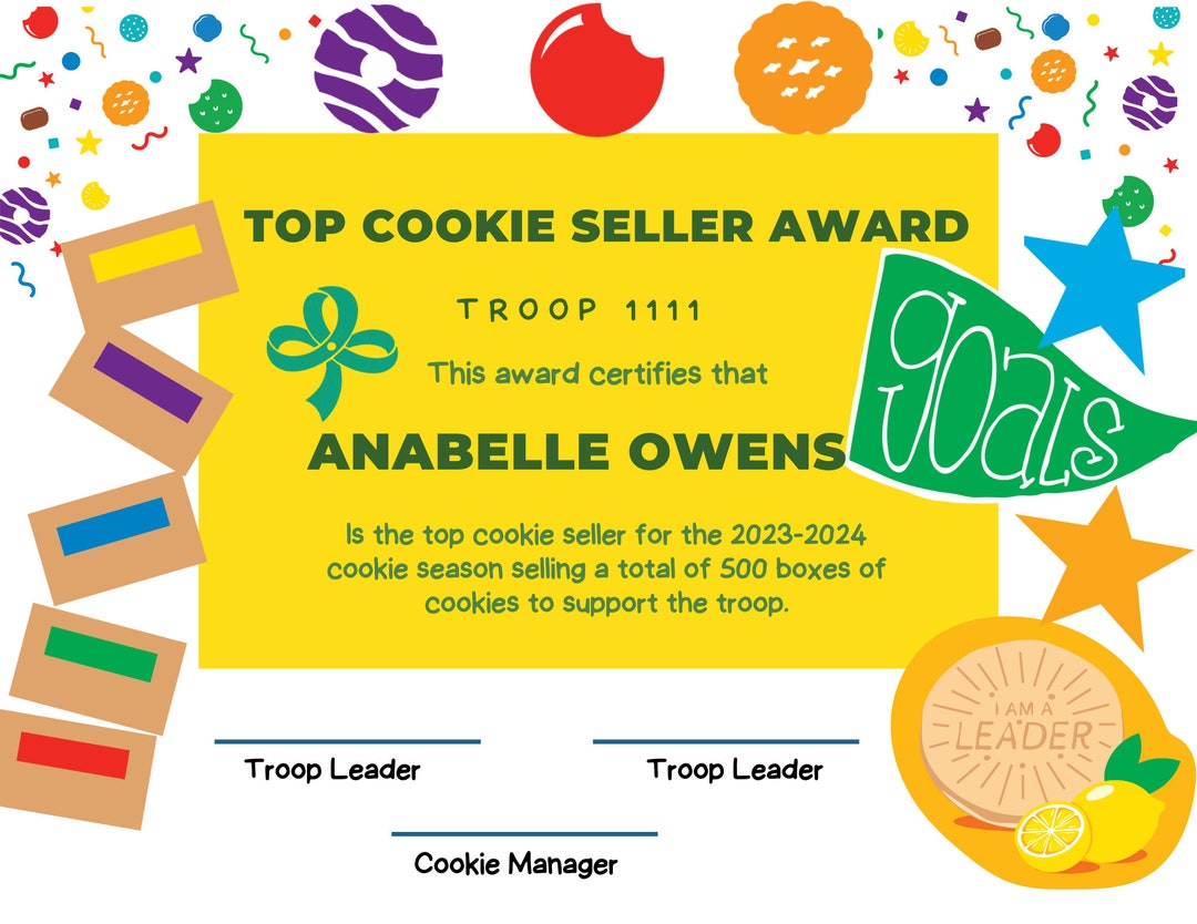 Girl Scout Top Cookie Seller Award - Etsy