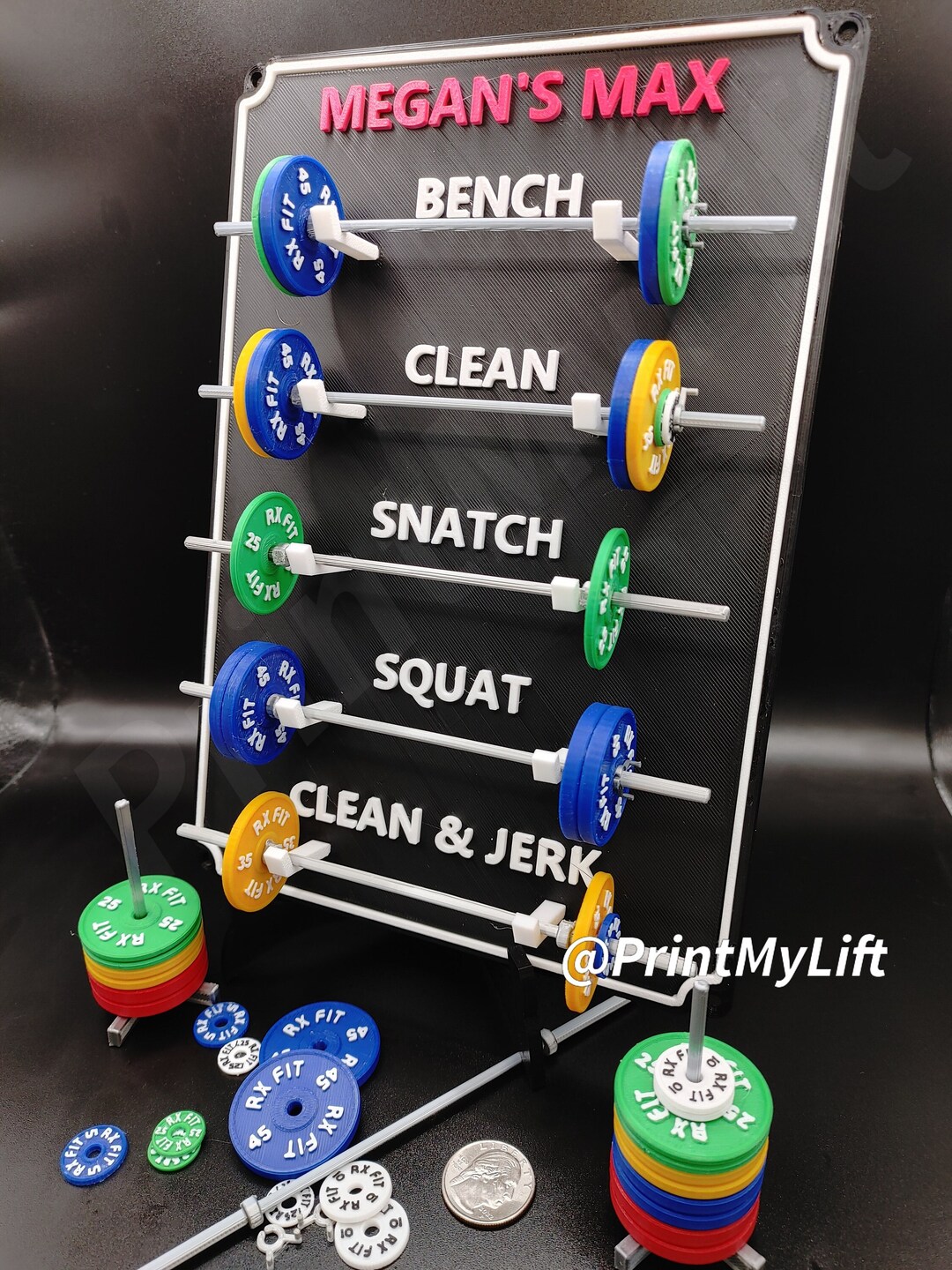 Weightlifting Personal Tracking Board 5 Lifts Show off Your - Etsy