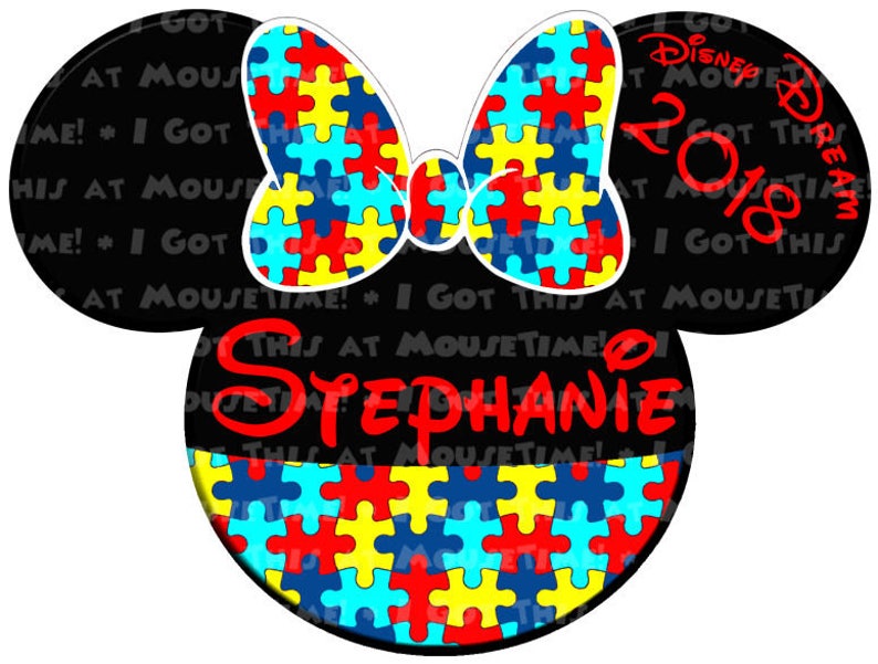 Minnie Dress Ears - Autism Awareness - Magnet OR Iron-on - Etsy