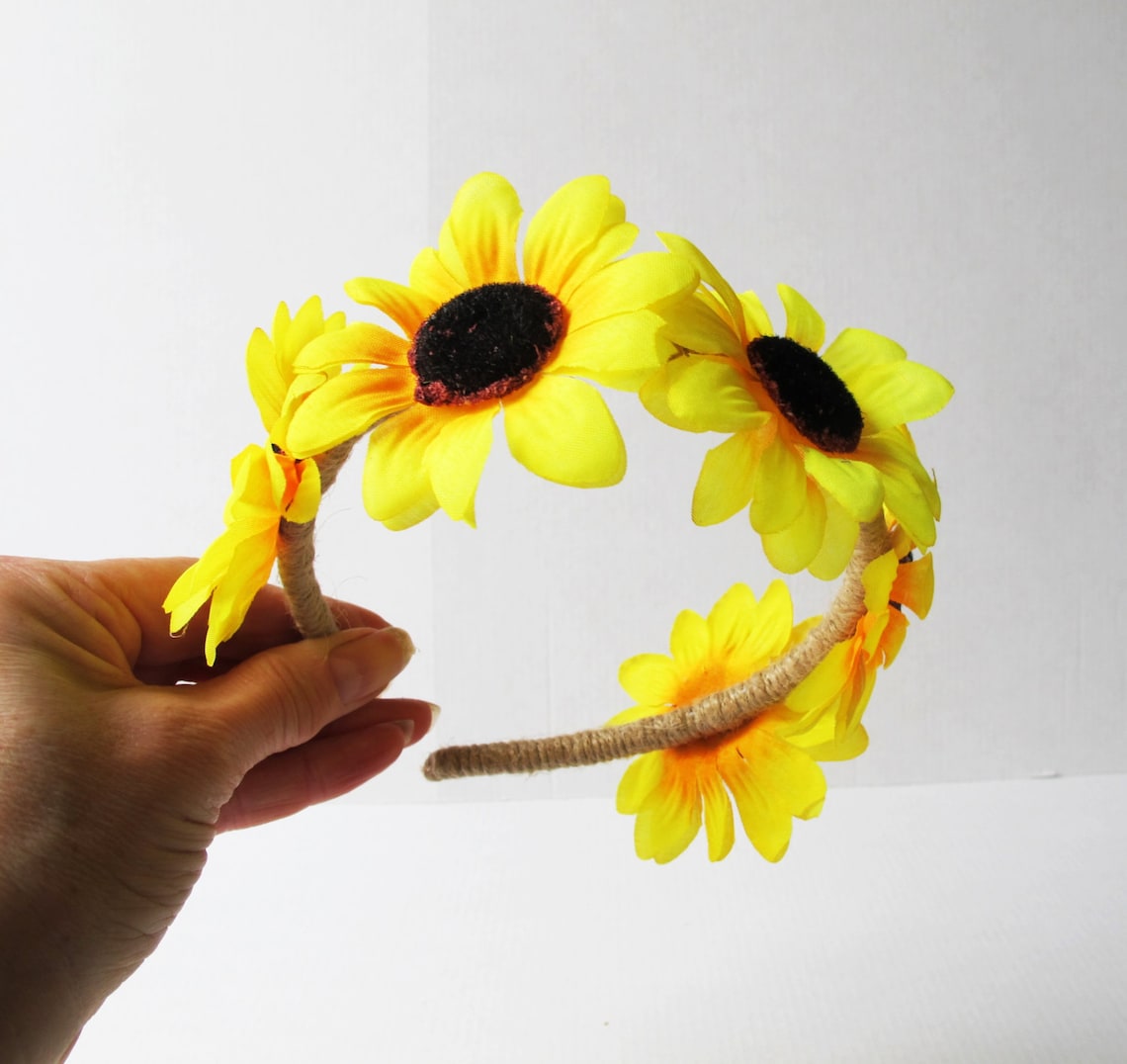 Custom Sunflowers Headband Tiara Crown Yellow Sunflower Hair | Etsy