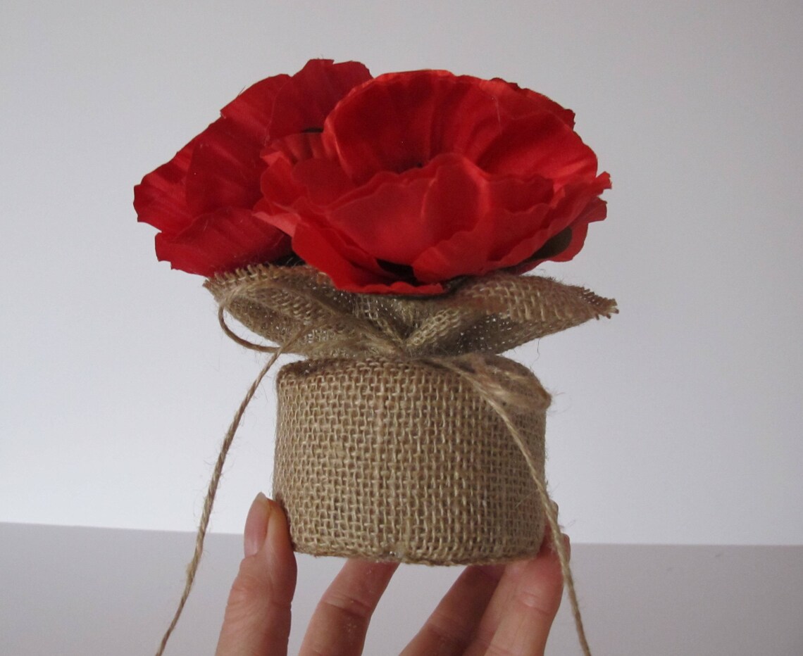 Poppies Table Decors Red Black Poppy Decoration Silk Flowers | Etsy