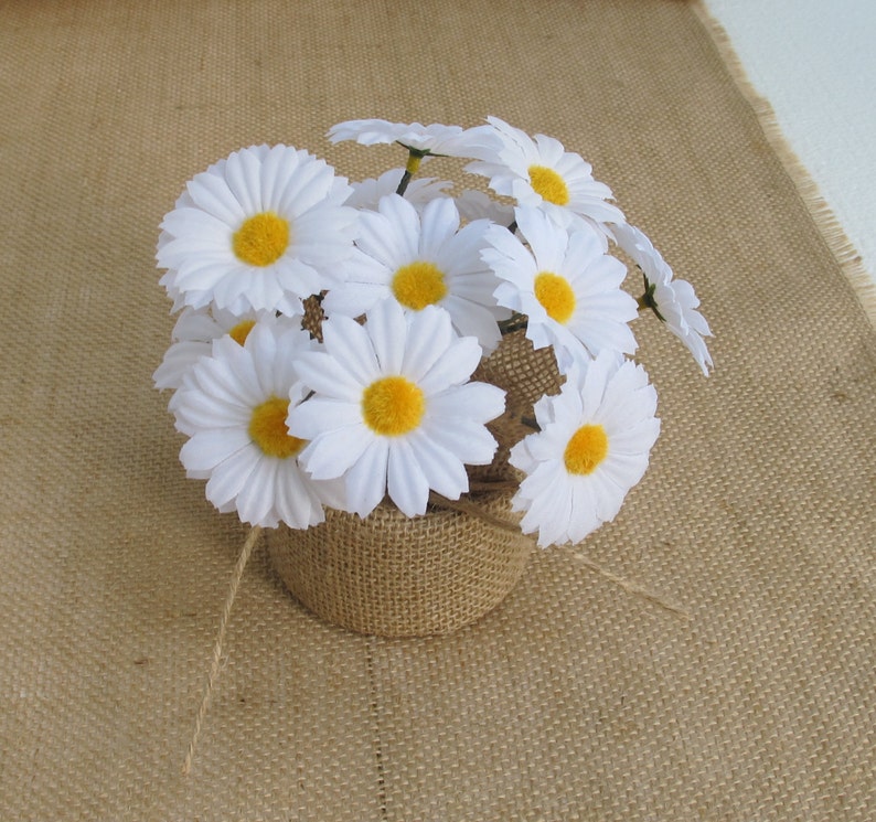 Daisies Table Decor White Yellow Daisy Decoration Silk Flowers | Etsy