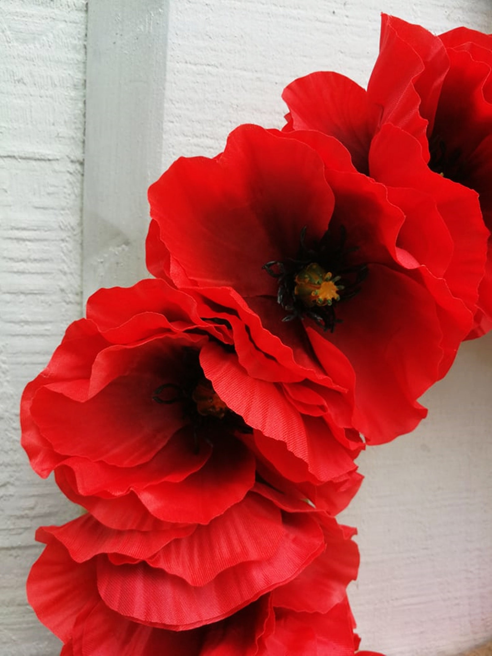 Silk Red Poppies Wreath Artificial Flowers Wreaths Front - Etsy