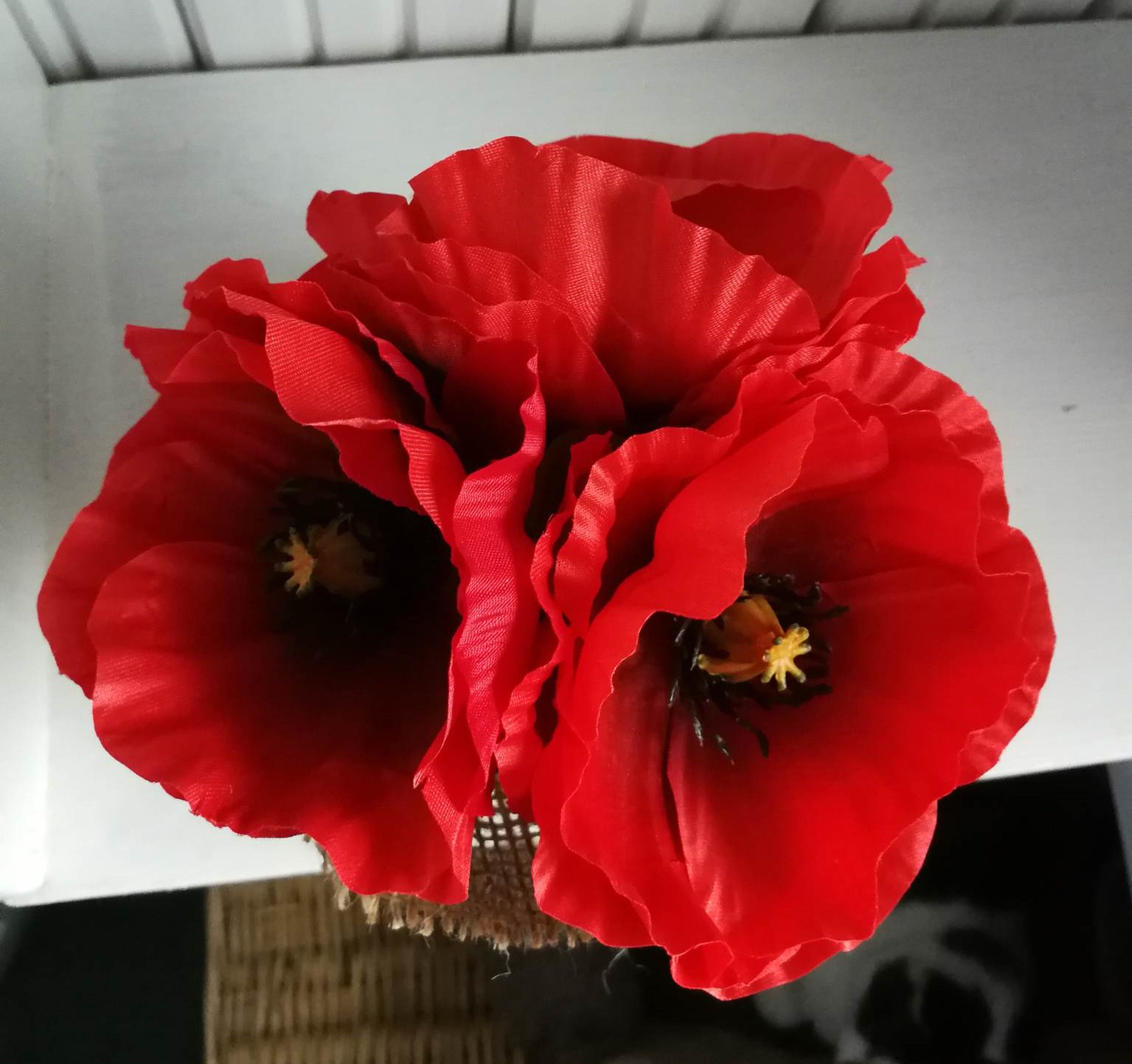 Poppies Table Decors Red Black Poppy Decoration Silk Flowers Artificial ...