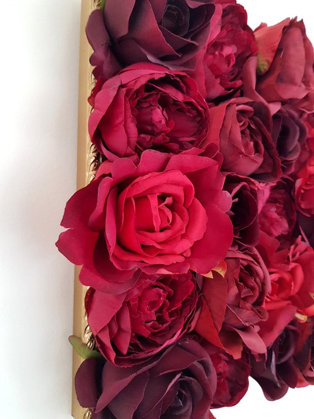 Burgundy Flowers Wall Decor 13", Artificial Flowers Decoration, Silk ...