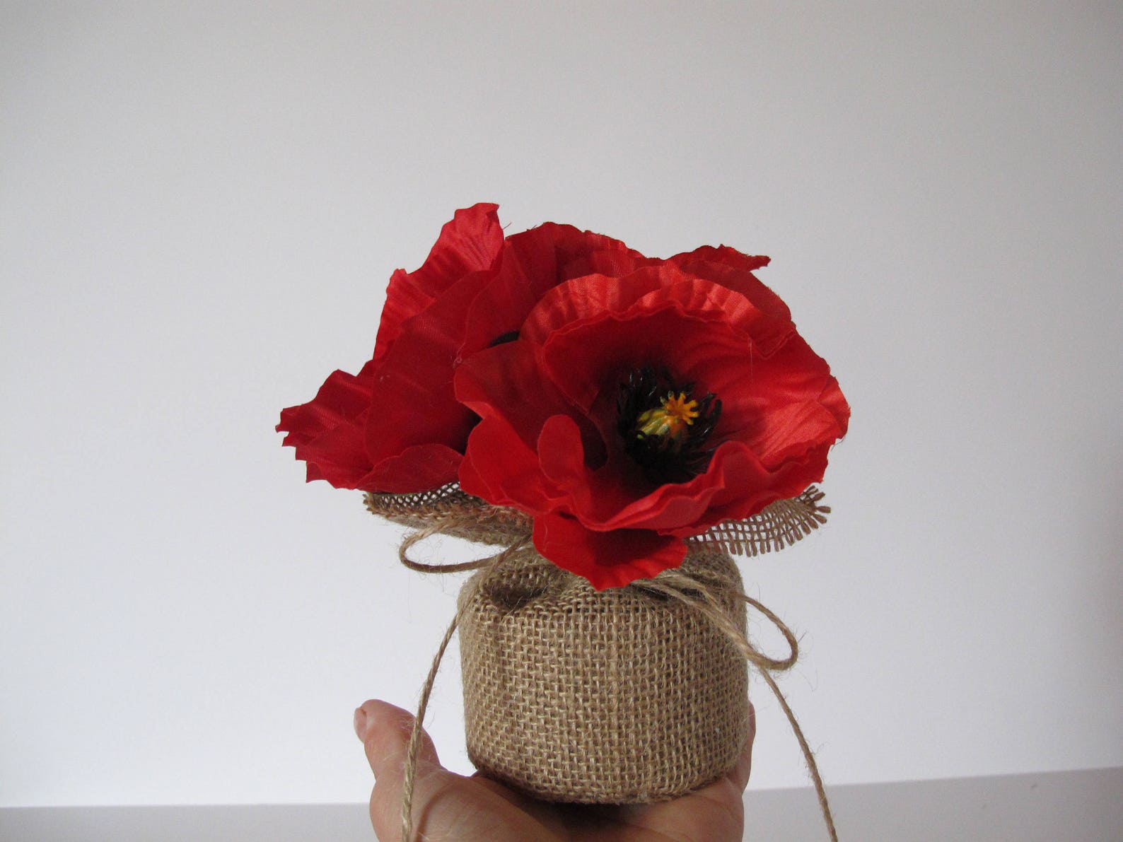 Poppies Table Decors Red Black Poppy Decoration Silk Flowers Artificial ...