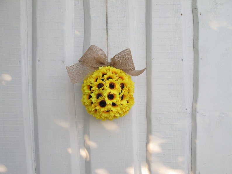 Sunflowers Kissing Ball Wedding Decoration Sunflower Pomander Yellow ...