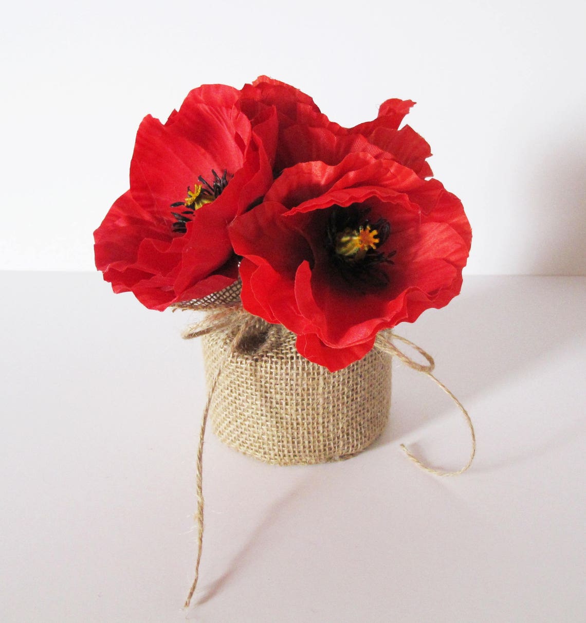 Poppies Table Decors Red Black Poppy Decoration Silk Flowers | Etsy