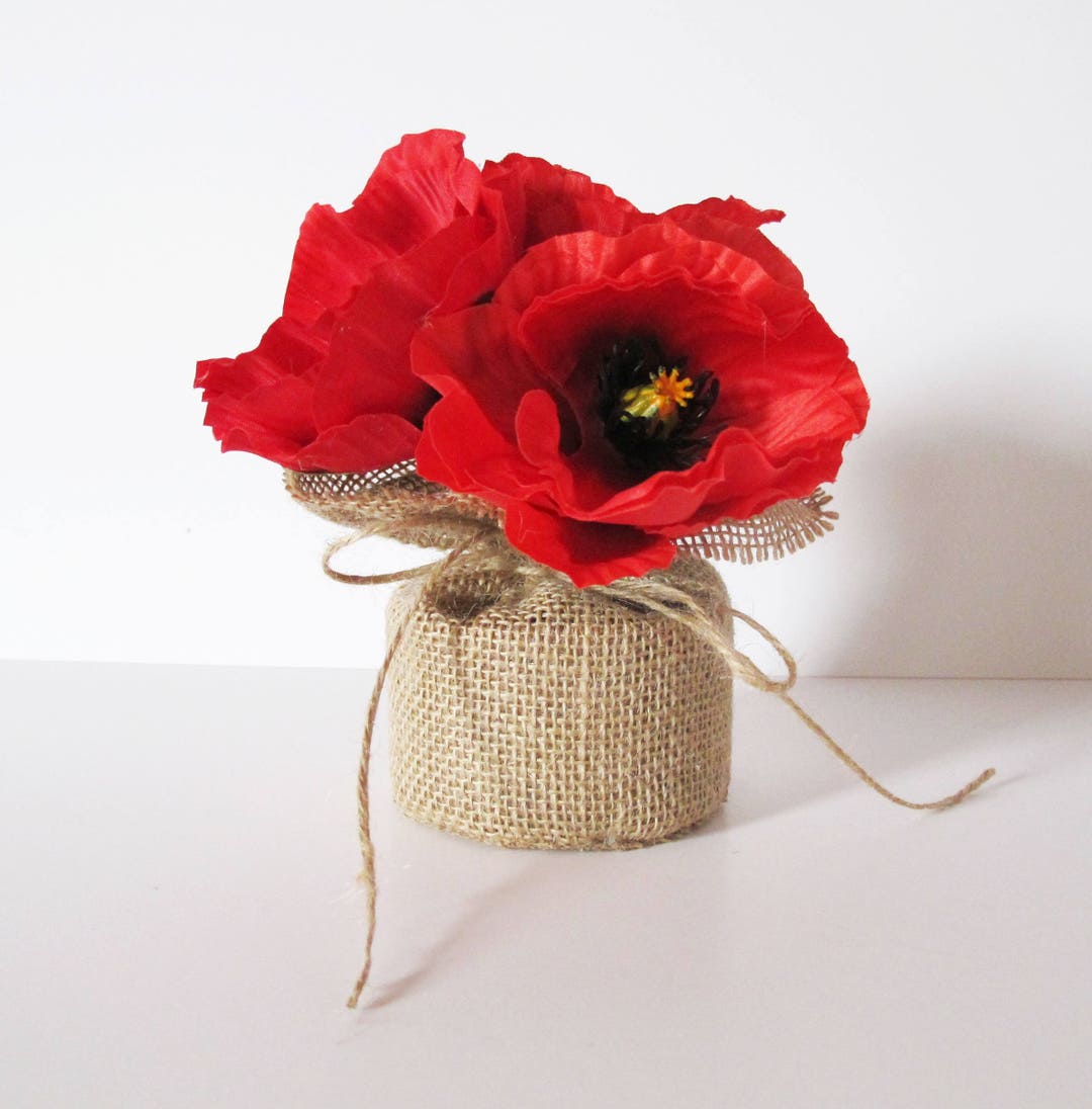 Poppies Table Decors Red Black Poppy Decoration Silk Flowers Artificial ...