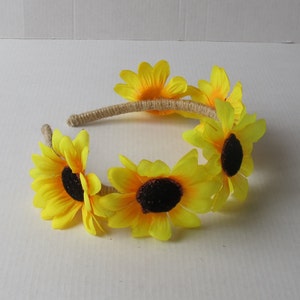 Custom Sunflowers Headband Tiara Crown Yellow Sunflower Hair Accessory ...