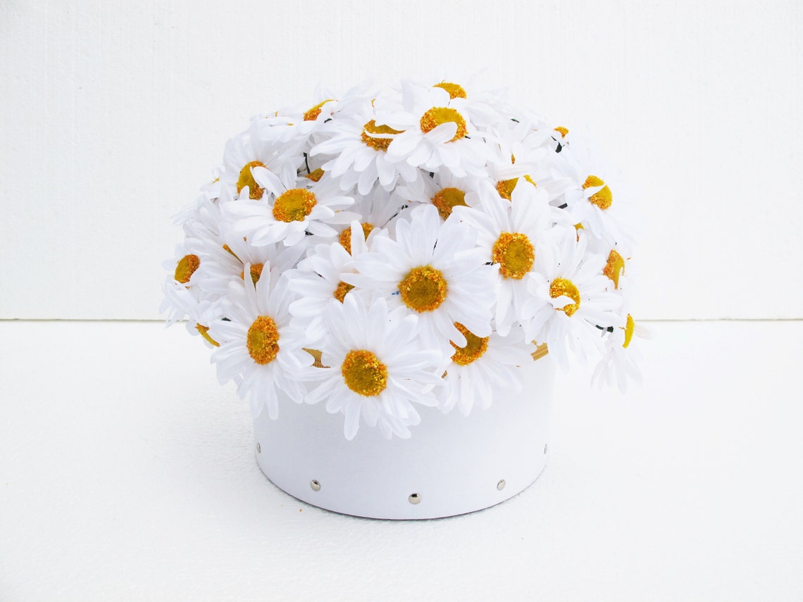 Daisies Table Decor Silk Daisy Yellow Bow Decor White Wild - Etsy