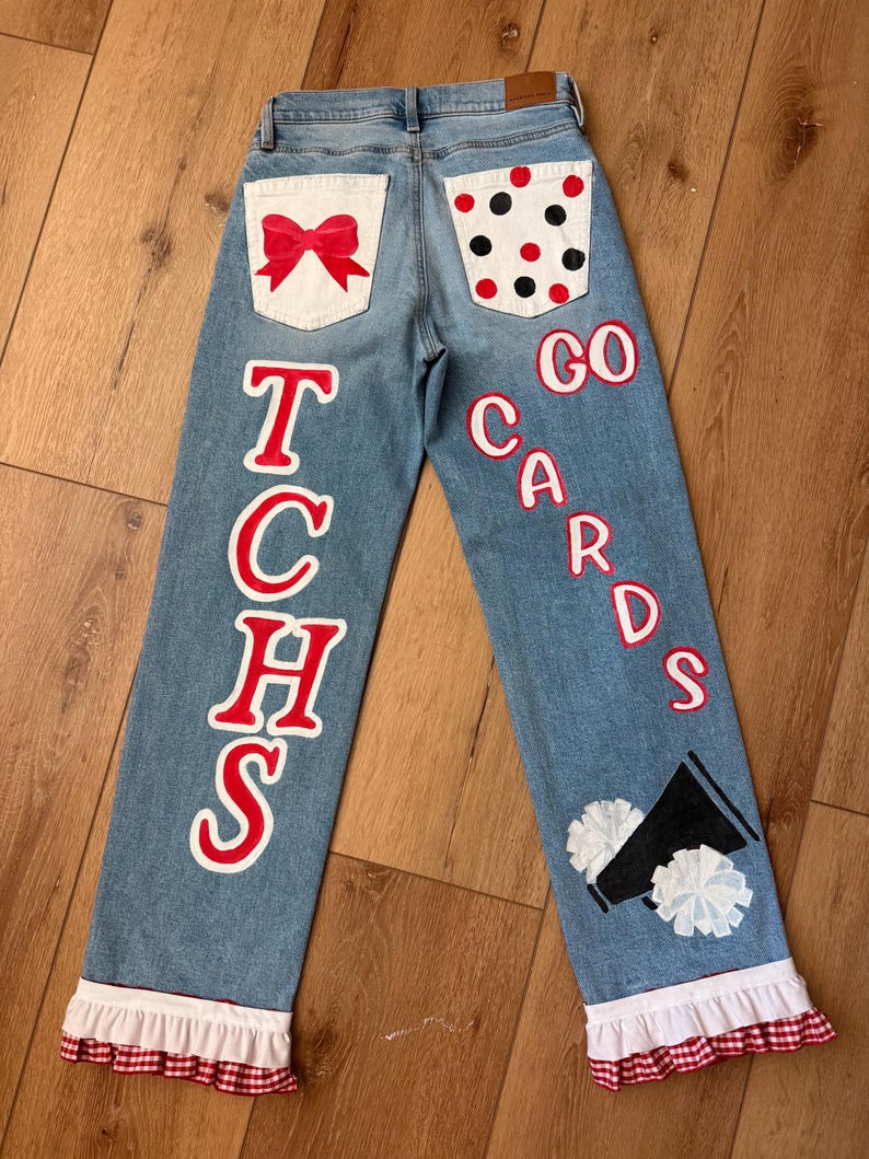 Painted Jeans, Game Day, Senior, College, Detailed Letters - Etsy