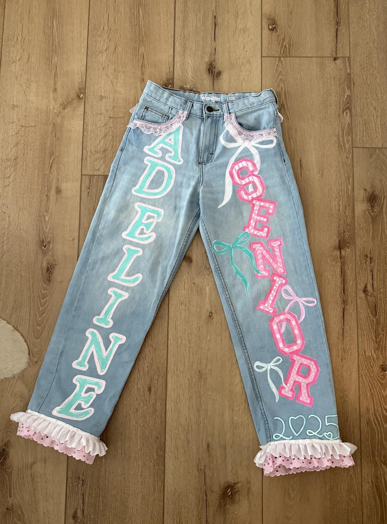 Painted Jeans, Game Day, Senior, College, Detailed Letters - Etsy