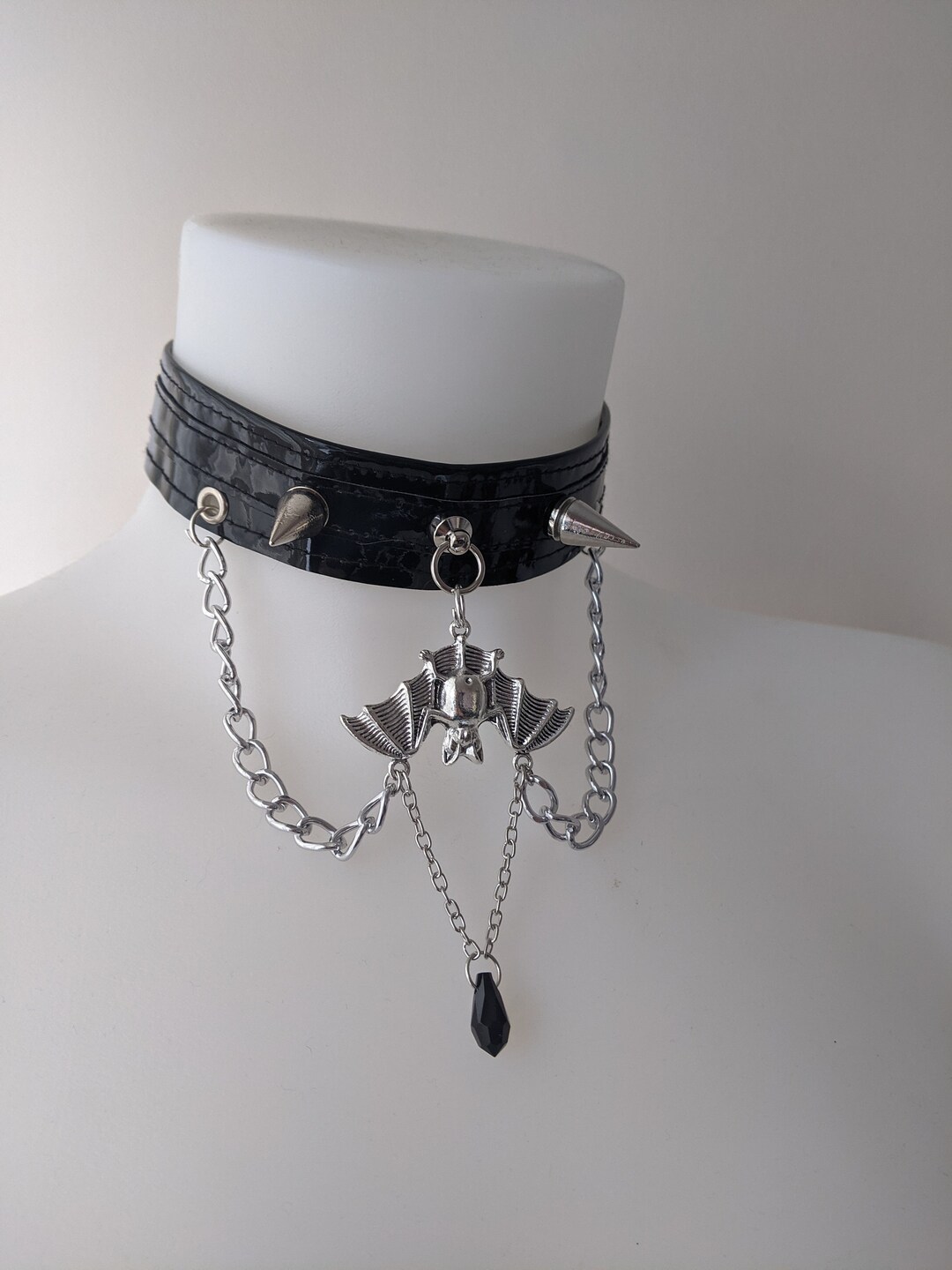PVC Bat Spiked Gothic Choker, Bat Choker, Goth Choker, Chain Choker - Etsy