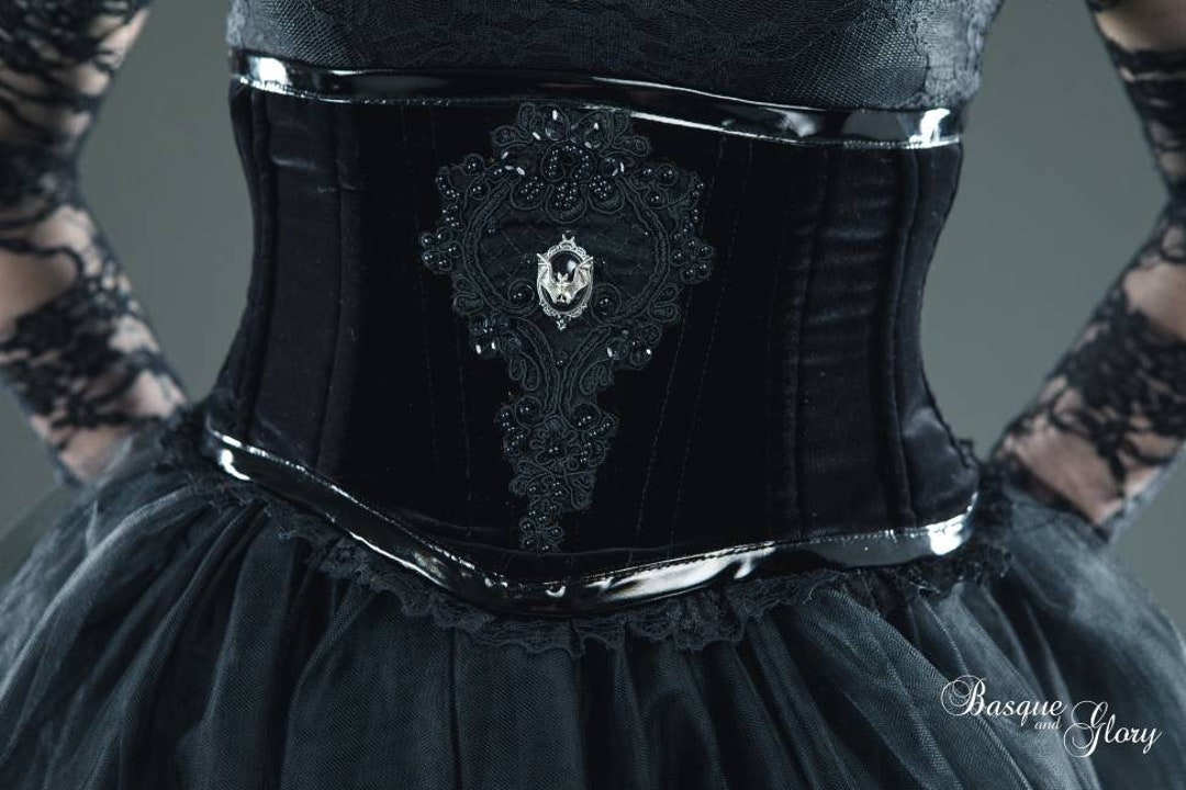 Black Velvet and Pvc Spooky Gothic Bat Corset, Velvet Corset, Victorian ...