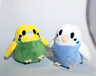 Blue White Budgie Stuffed Animal Realistic Parakeet Plush Crochet ...
