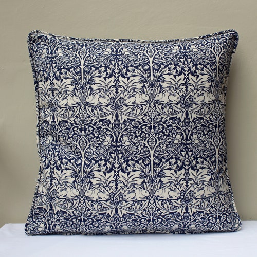 William Morris Brer Rabbit Indigo / Vellum Cushion - Etsy UK