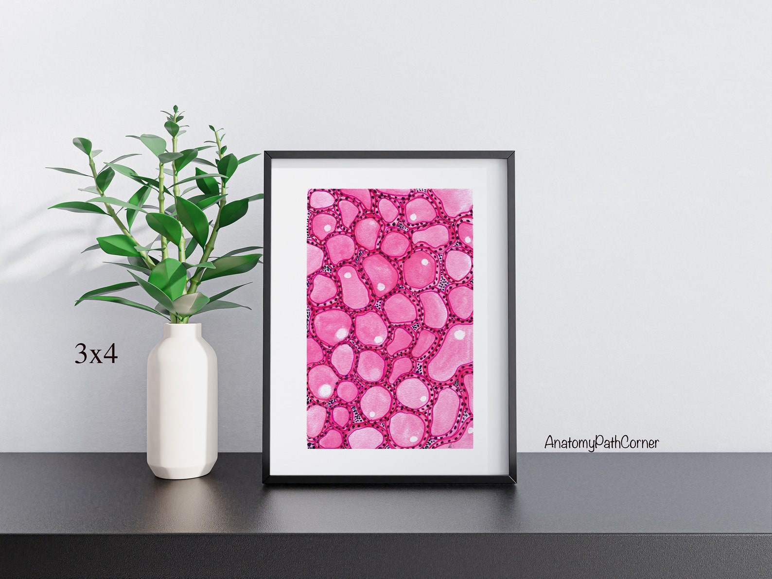 Anatomy Art, Histology Print, Digital Download, Thyroid Art, Watercolor ...