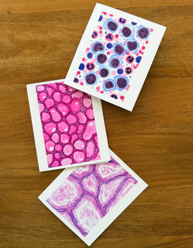 Histology Art Card Set | Pathology & Anatomy Designs | Handmade Glossy ...