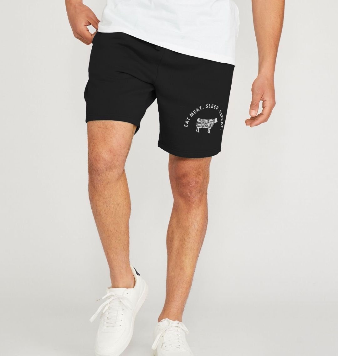 Eat Meat. Sleep. Repeat. Organic Cotton Black and White Men's Shorts ...