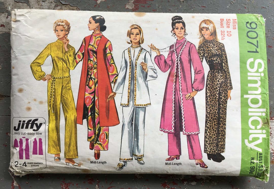 Simplicity 9071 Two Lengths Long Vest & Standing Collar JUMPSUIT Sz 10 ...