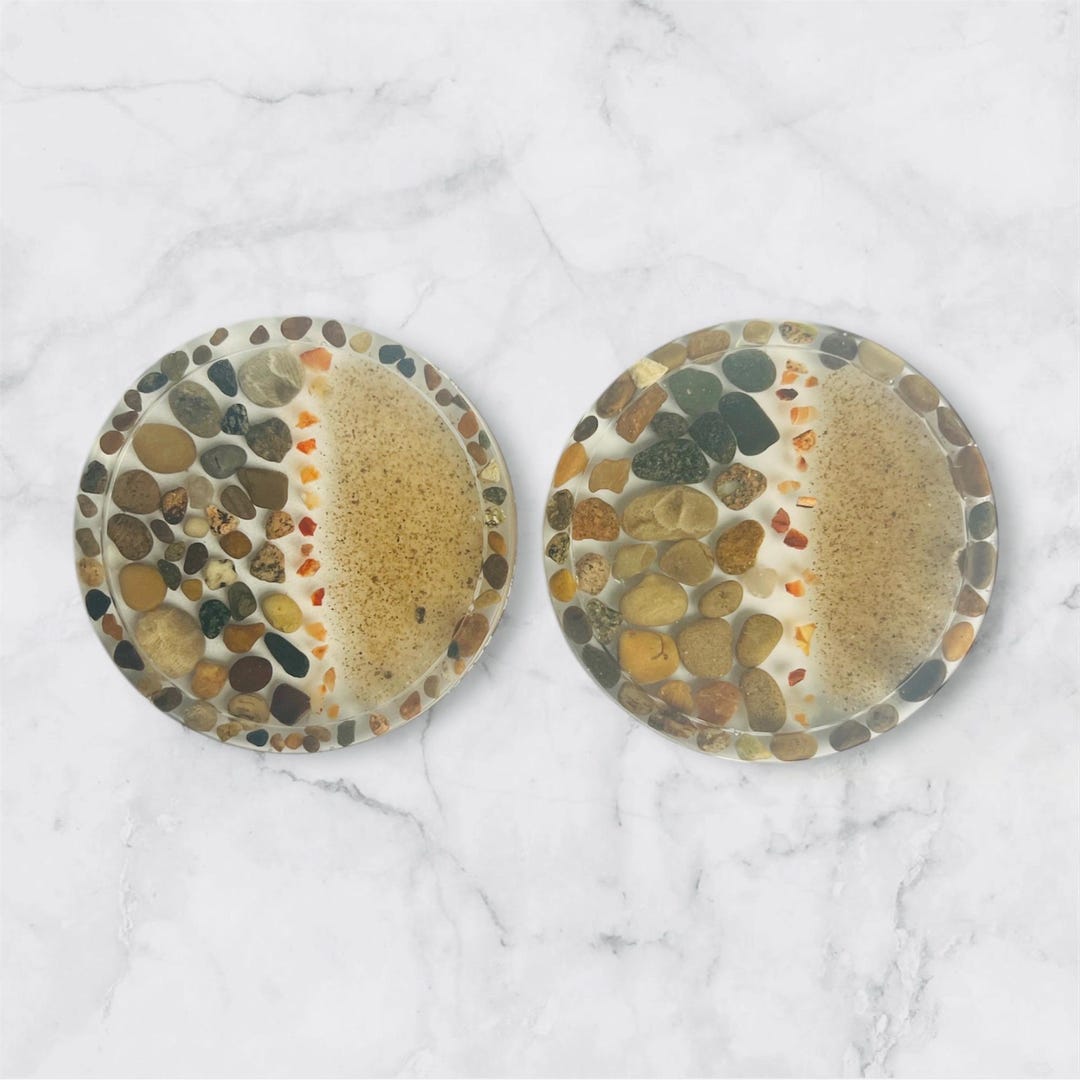 Sandy Beach Rock Coaster- Set of 2 | Lake Michigan Rocks | Michigan ...