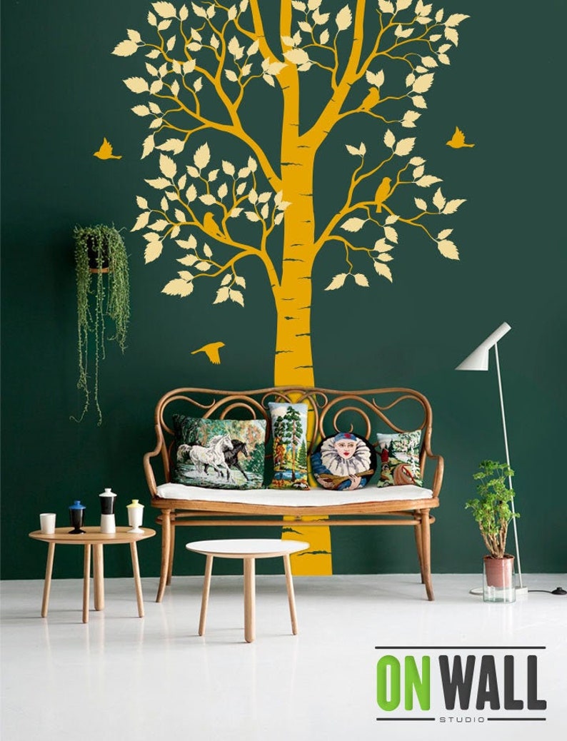 TREE WALL DECAL Large Birch Tree Wall Graphics Vinyl Wall | Etsy