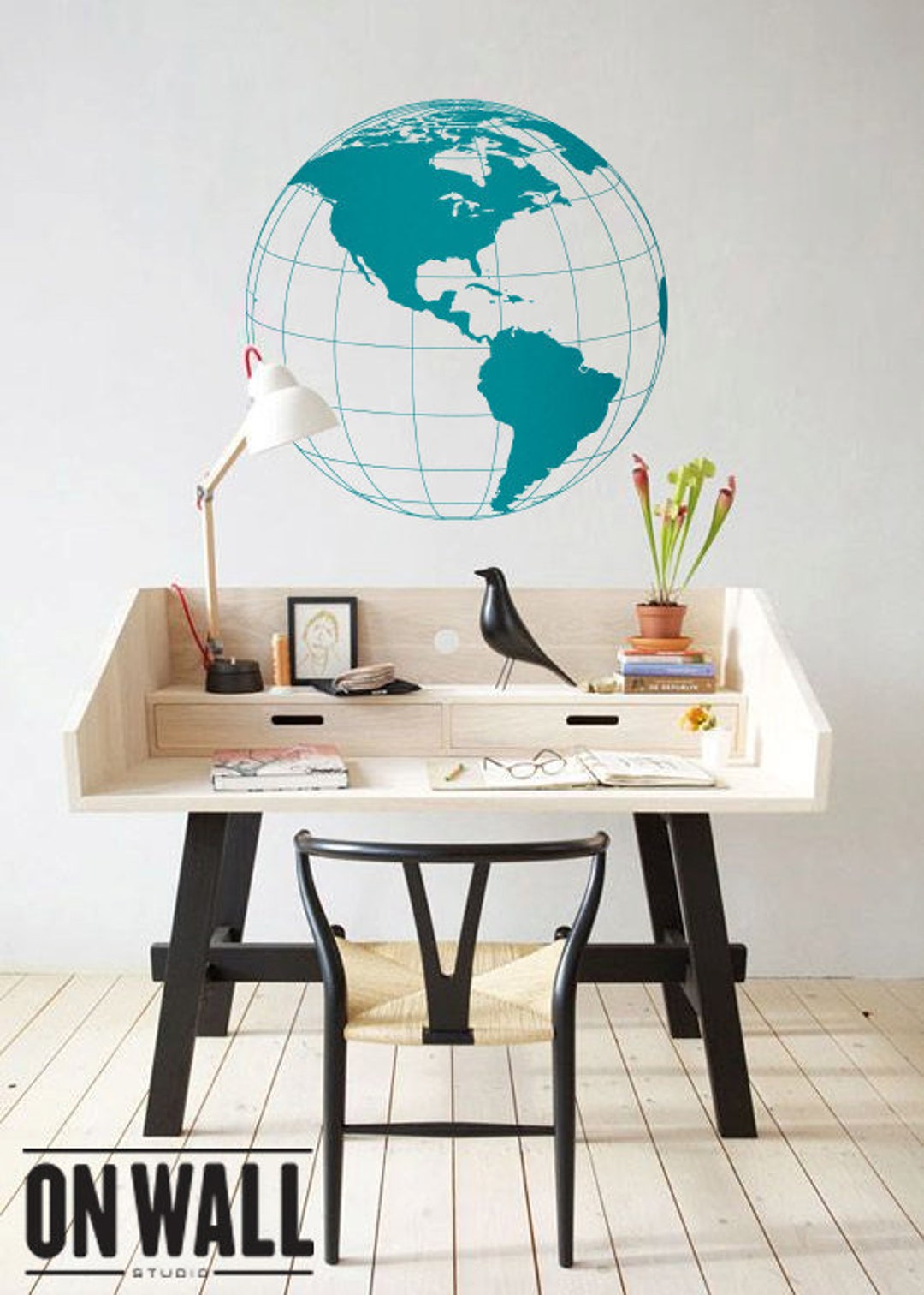 GLOBE DECAL - Large World Map Sticker - Back to School Mural - WM006 - Etsy