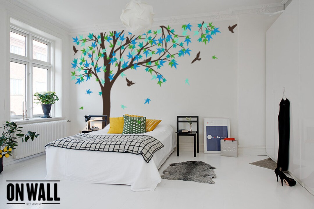 TREE WALL DECAL- Large Nursery Maple Tree - Vinyl Adhesive Sticker ...