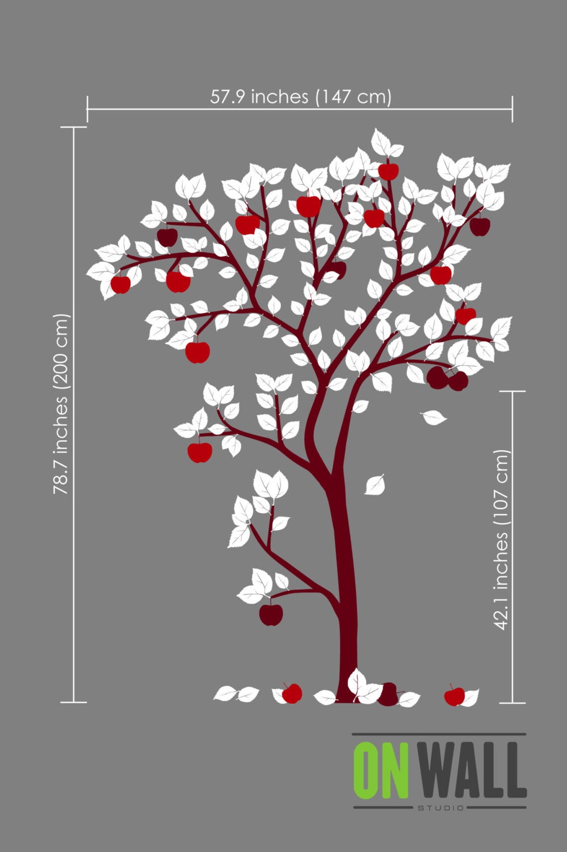 TREE WALL DECAL Apple Tree Wall Sticker Tree Nursery Wall - Etsy